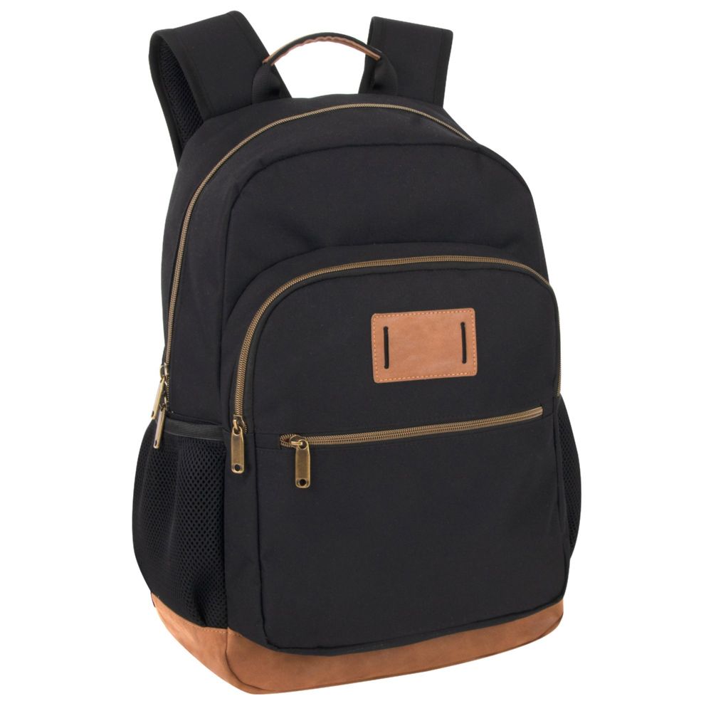 24 Bulk 19 Inch Vinyl Bottom Backpack With Padded Laptop Section Black ...