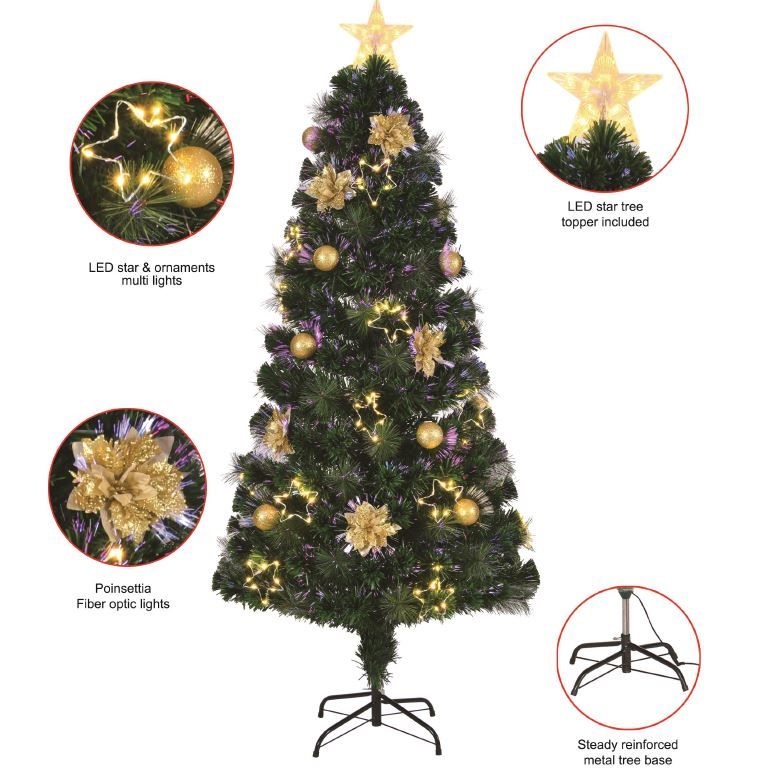 4 Bulk 5ft 160 Tips Optical Fiber Tree With Ornaments And Topper - at ...