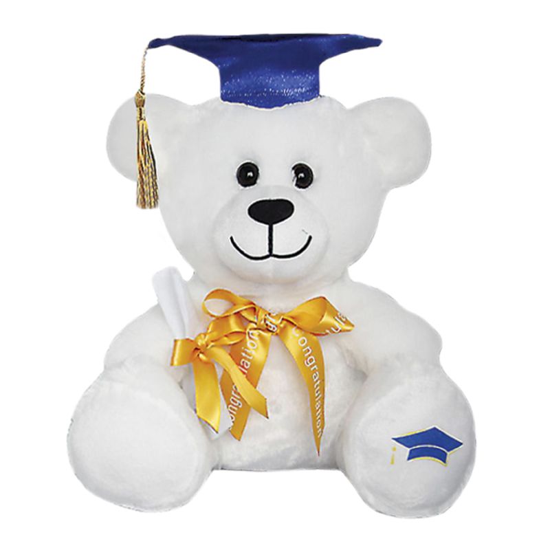 120 Bulk 7" Plush White Graduation Bear With Blue Cap - at ...