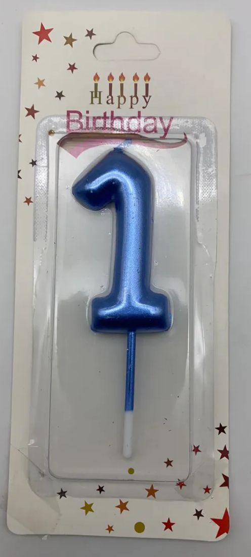 144 Bulk Blue Metallic Birthday Number 1 Candle 4 Inch - at ...