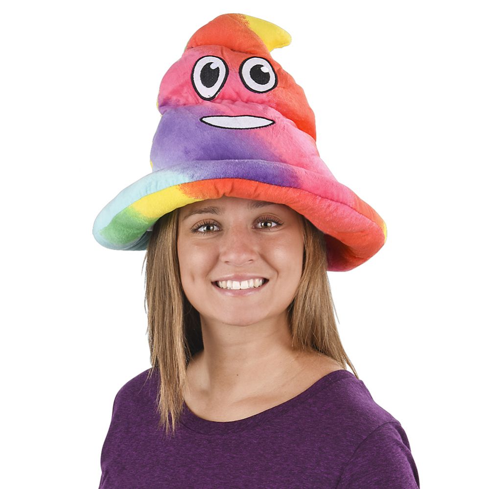 24 Bulk Rainbow Emoticon Poop Hat - at - bluestarempire.com