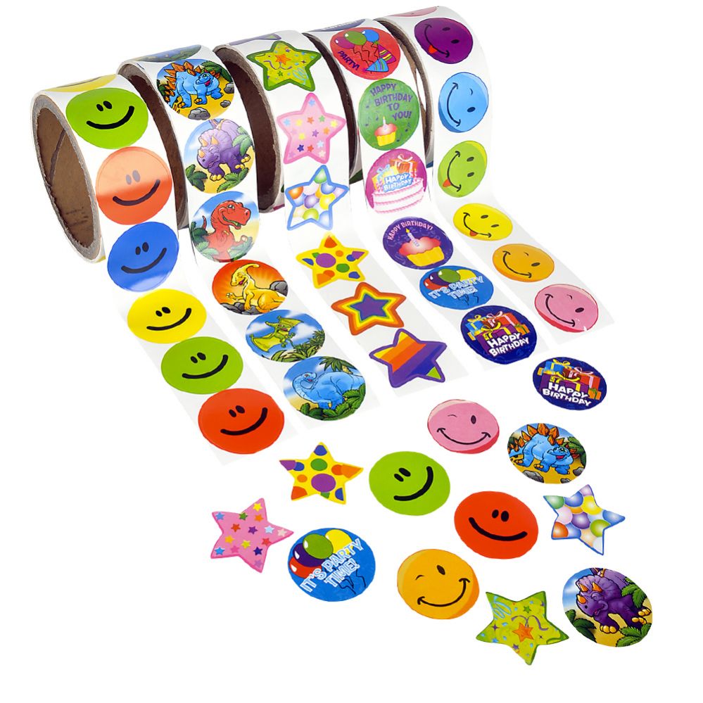 100 Bulk Sticker Roll Assortment - at - bluestarempire.com