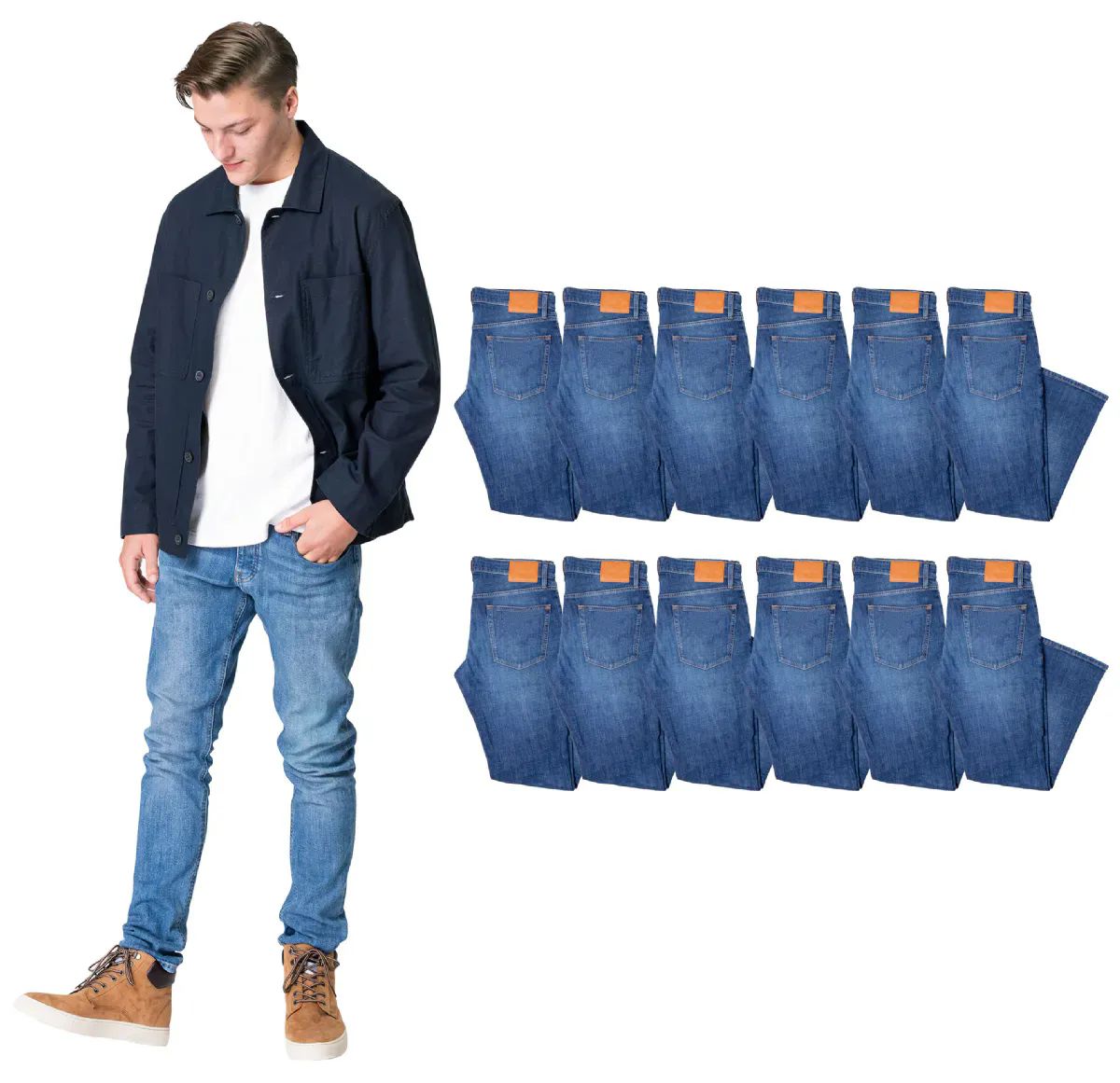 12 Bulk Mens Classic Fit Relaxed Fit Original Denim Jeans - at ...