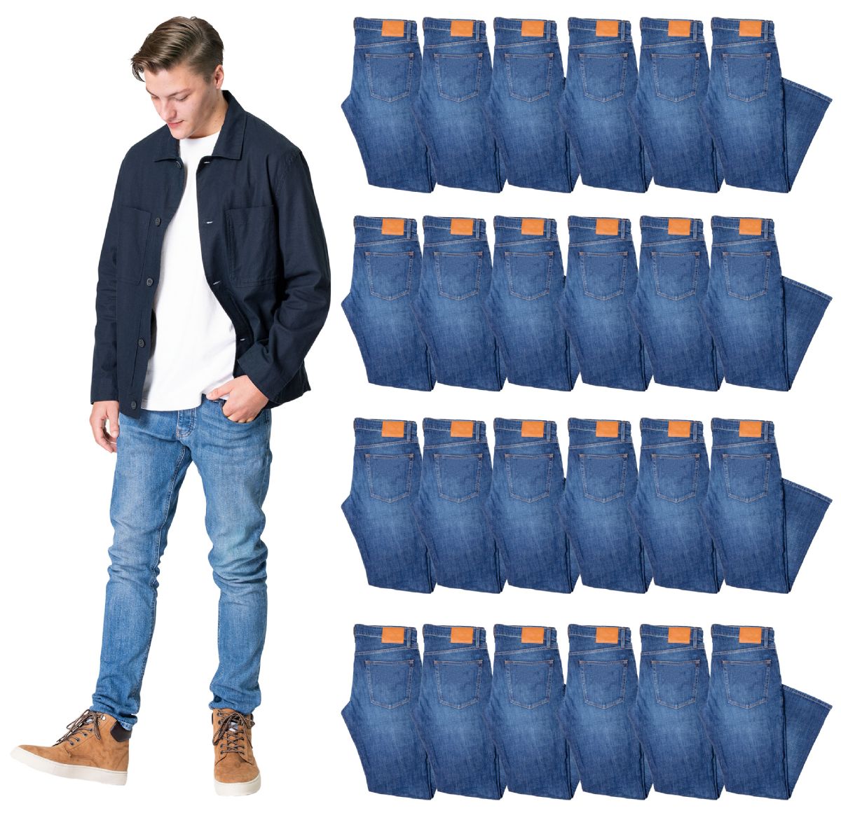 24 Bulk Mens Classic Fit Relaxed Fit Original Denim Jeans - at ...