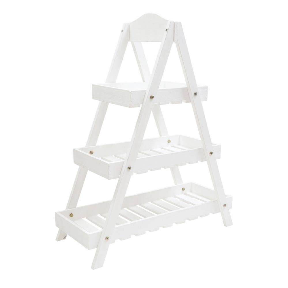2 Bulk 3-Tier Wooden Plant Stand 28 inch - White - at - bluestarempire.com