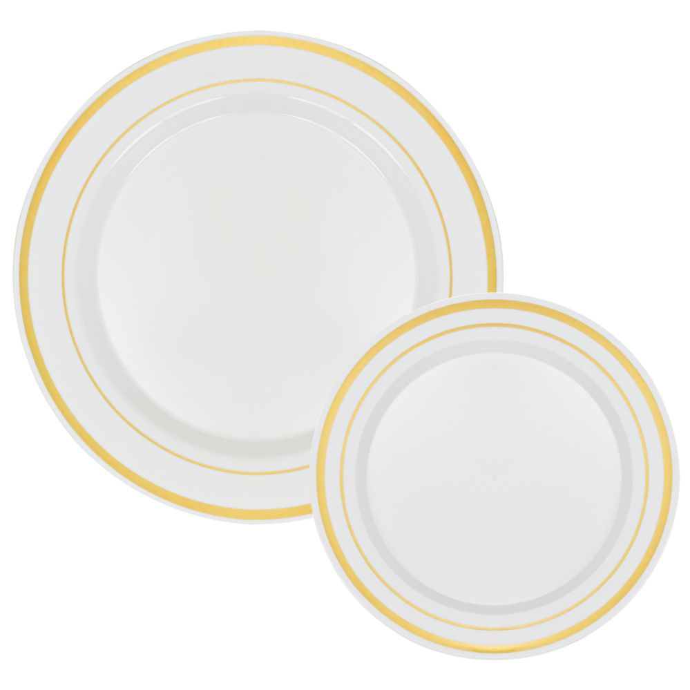 4 Bulk Disposable Deluxe Plate Set 50pc - Gold - at - bluestarempire.com