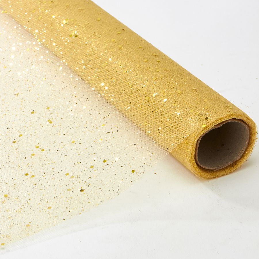 20 Bulk Decorative Mesh Roll - Gold - at - bluestarempire.com
