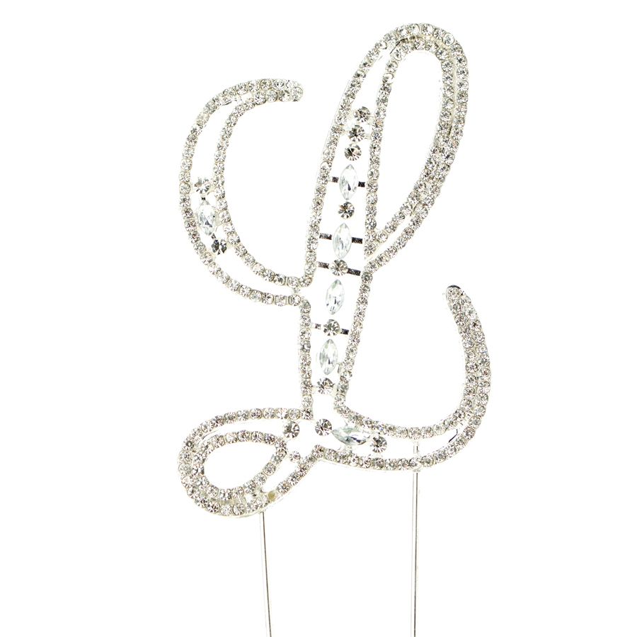 20 Bulk Rhinestone Cake Topper - "l" - at - bluestarempire.com