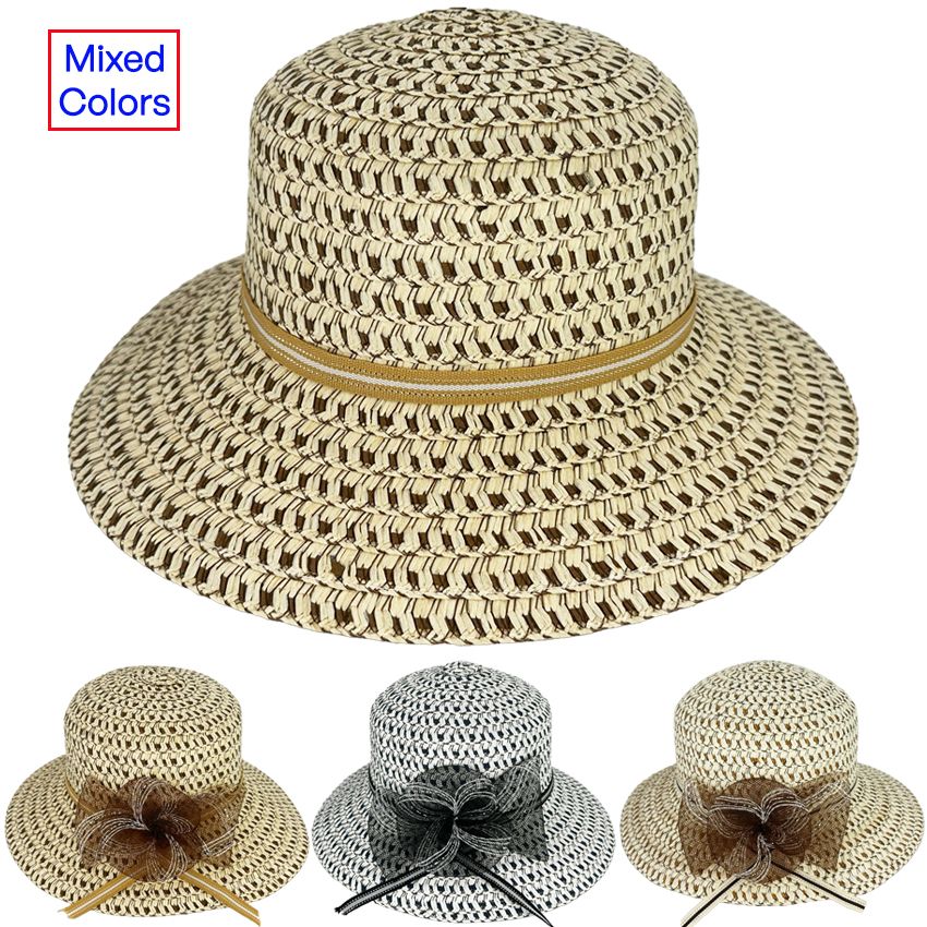 24 Bulk Big Bow Summer Beach Bucket Hat - at - bluestarempire.com