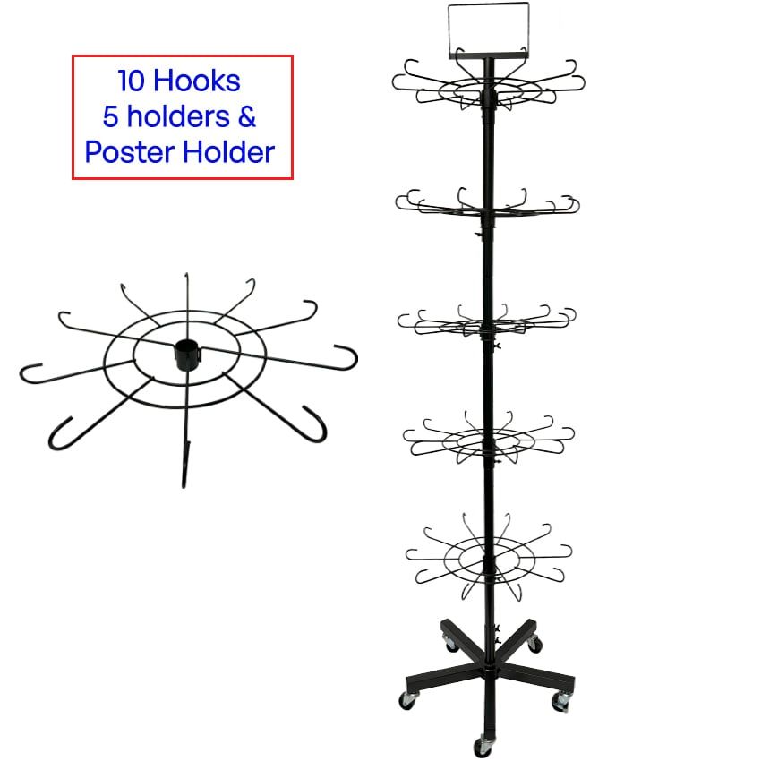 12 Bulk 5-Tier Rotating Multipurpose Display Racks - 50 Hooks Store ...