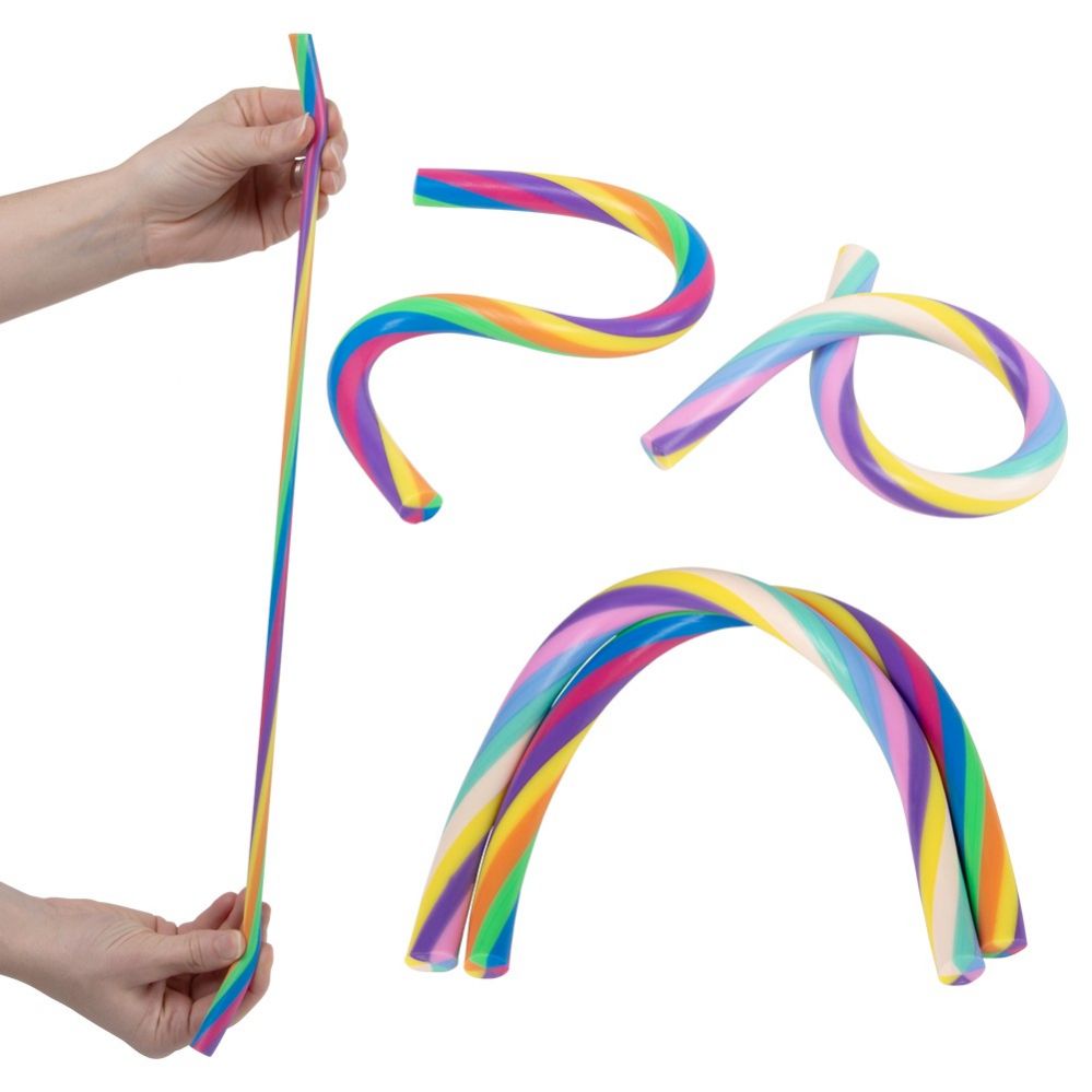 72 Bulk 13 inch Rainbow Strectchy Noodle 3ct - at - bluestarempire.com