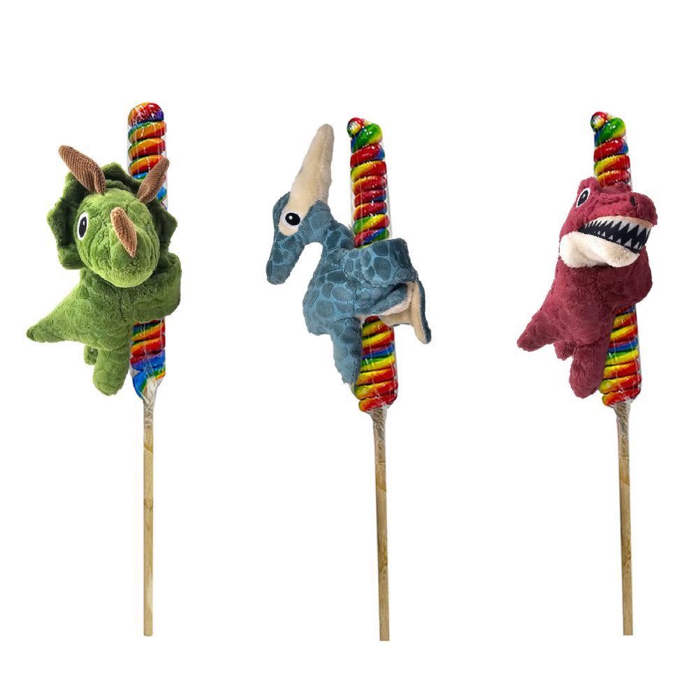 24 Bulk Plush Dinosaur Slap Bracelet W/rainbow Twister Pop - at ...