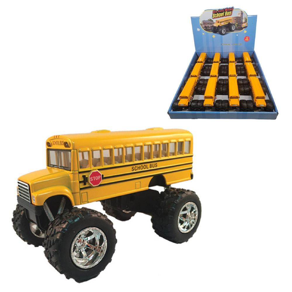 12 Bulk 5 inch School Bus W/ Monster Wheels - at - bluestarempire.com
