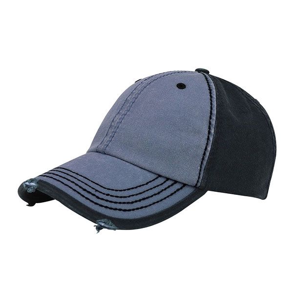 24 Bulk Distressed Heavy Washed Cotton Twill Cap SMK.BLUE-BLK - at ...