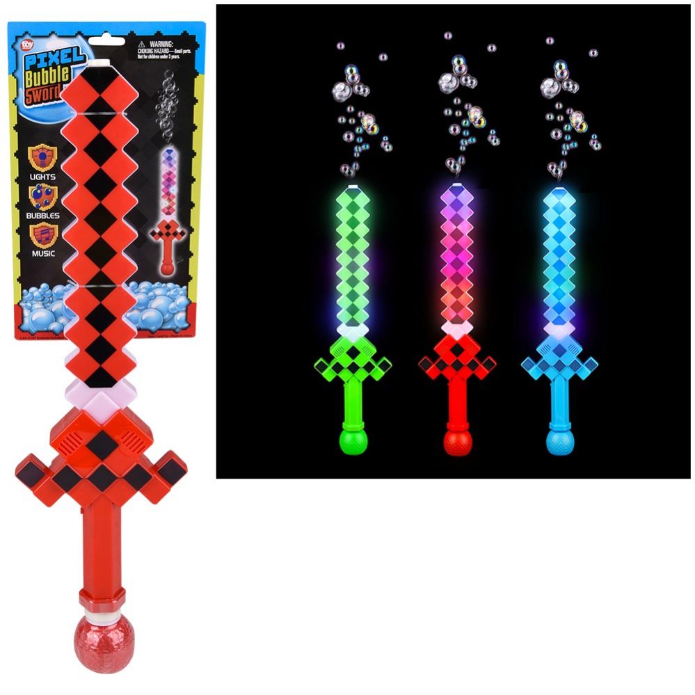 24 Bulk 20 inch LighT-Up Pixel Bubble Sword W/sound 24ct - at ...