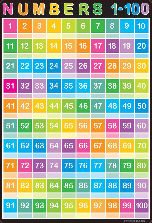 24 Bulk Smart Poly Chart 13"x19", Numbers 1-100 *grommett - at ...