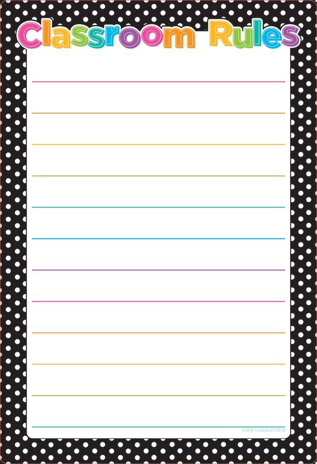 24 Bulk Smart Poly Chart 13"x19", B&w Polka Dots Classroom Rules ...