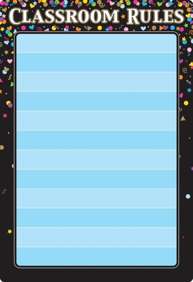 24 Bulk Black Confetti Classroom Rules 13" X 19" Smart Poly Chart - at - bluestarempire.com