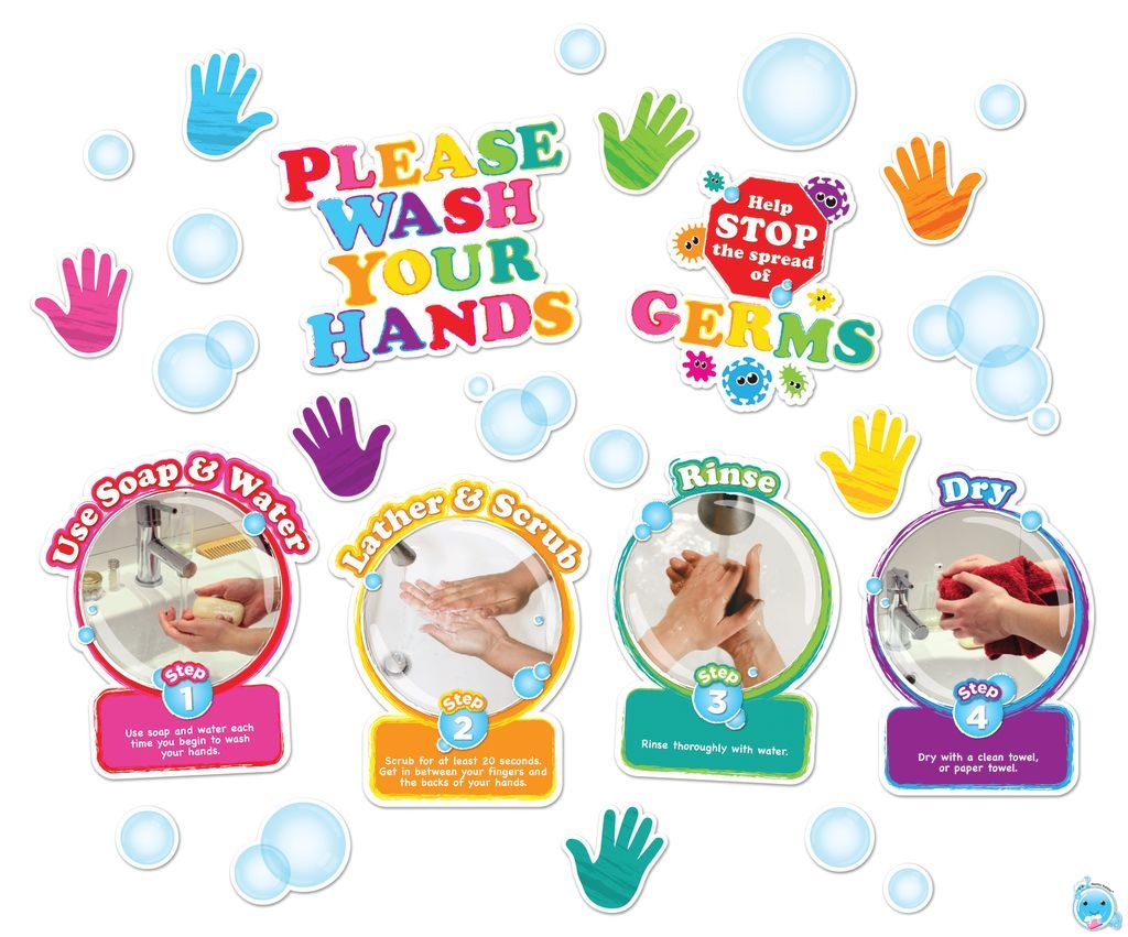24 Bulk Smart Poly ,Mini Bulletin Board Set, Healthy Bubbles Washing ...