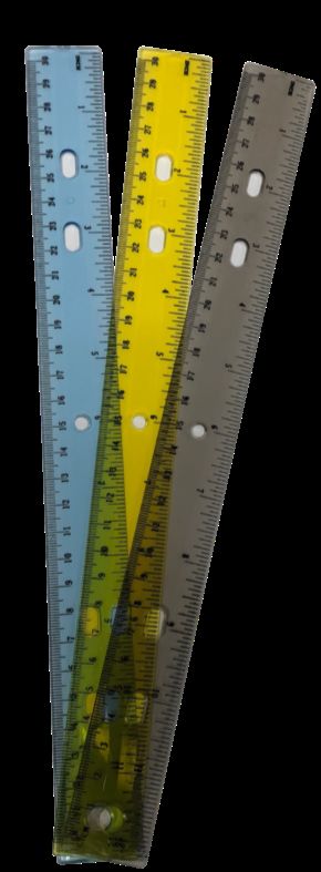 144 Bulk Plastic Ruler - 12 Inch - 3 Assorted Colors - Binder Holes ...