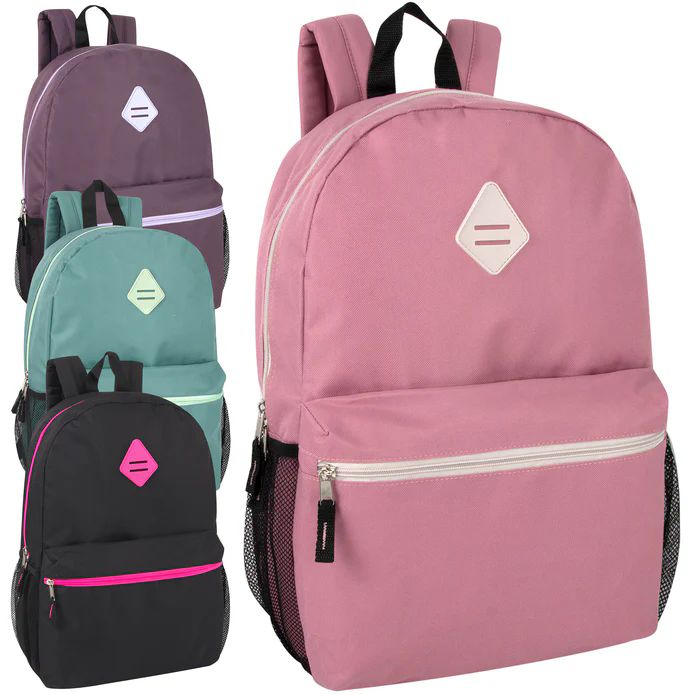 24 Bulk 19 Inch Lash Tab Backpack With Side Mesh Pockets - 4 Colors ...