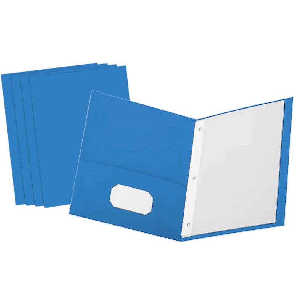 4 Bulk Paper 2-Pockets Portfolio Blue With 3 Prongs 25 count - at ...