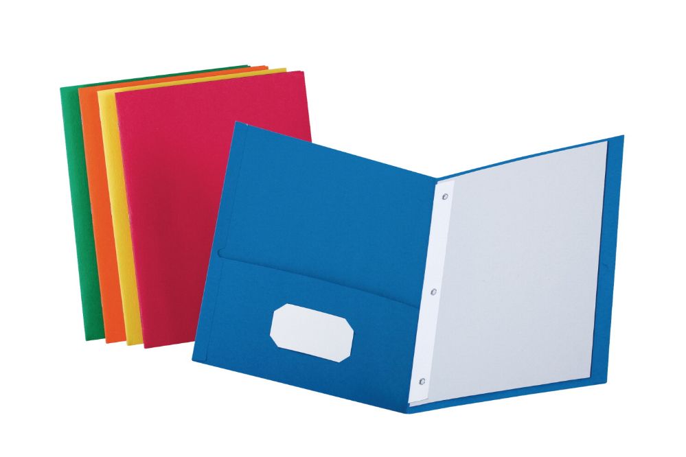 4 Bulk Paper 2-Pocket Portfolio With 3 Prongs Assorted 25 count, - at ...