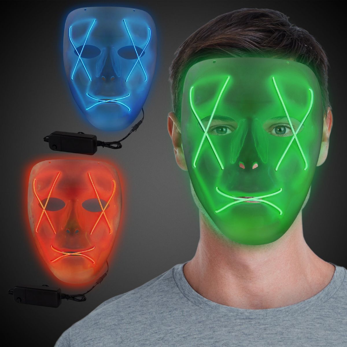 18 Bulk Led Assorted El Wire Masks (3-Count) - at - bluestarempire.com