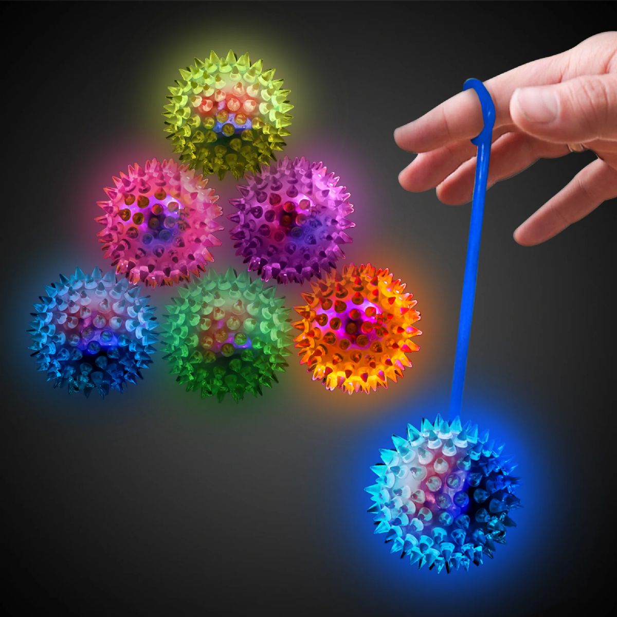 36 Bulk Led Jelly Spike YO-Yo Balls 12 Per Pack - at - bluestarempire.com