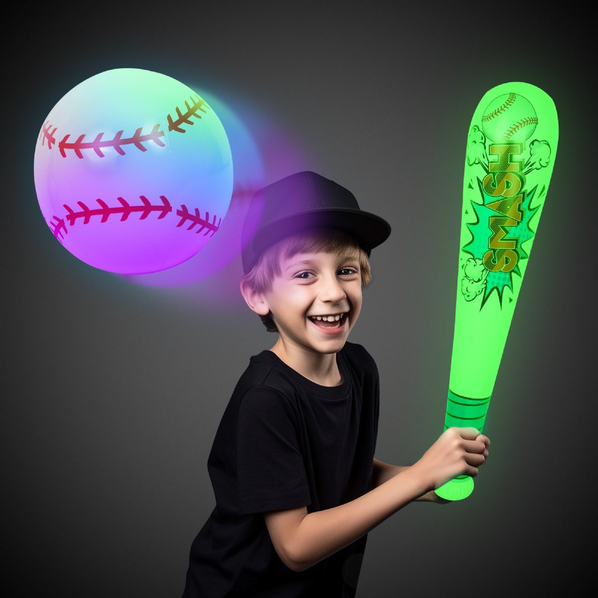 13 Bulk Led Inflatable Baseball And Bat Set - at - bluestarempire.com