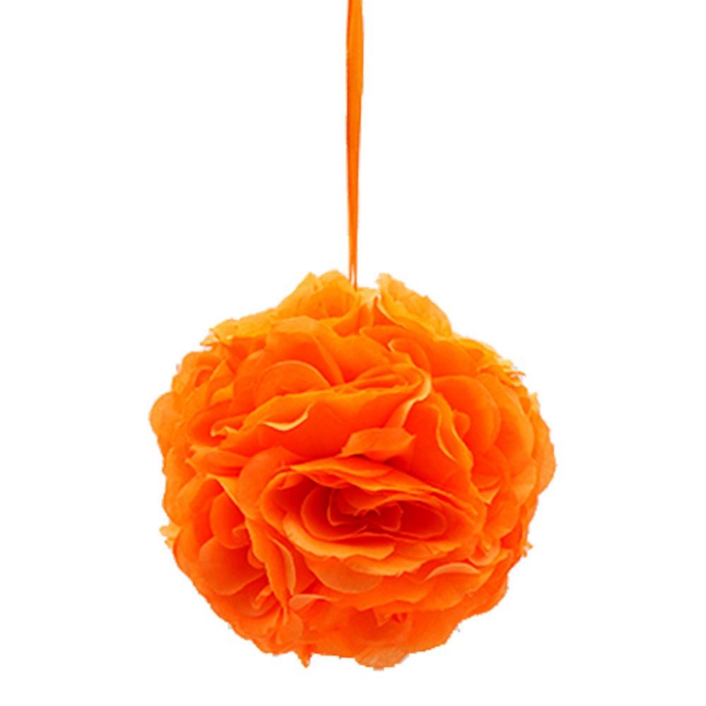 12 Bulk #90098org 6-inch Silk Pom Flower Orange - at - bluestarempire.com