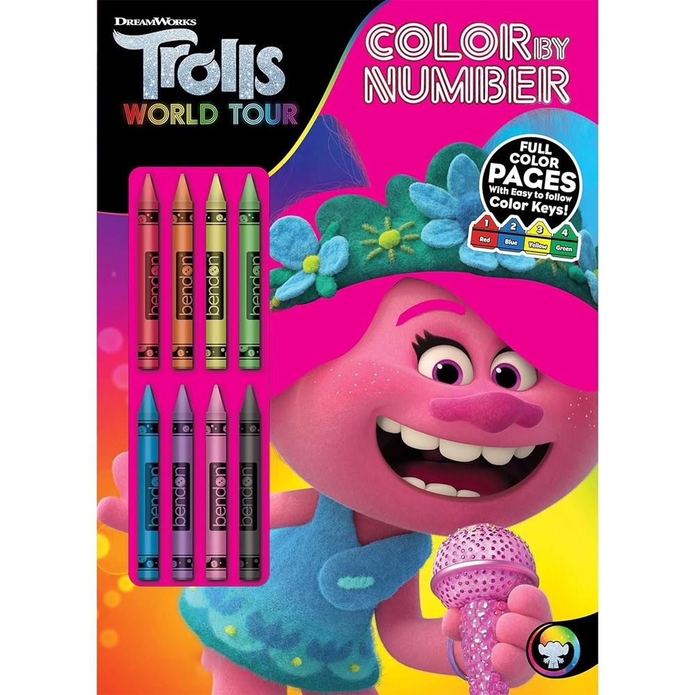 24 Bulk TROLLS WORLD TOUR COLOR BY NUMBER BOOK W/8-CRAYONS - at ...