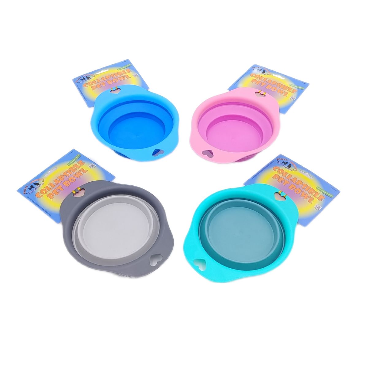 24 Bulk Collapsible Pet Bowl Round - at - bluestarempire.com