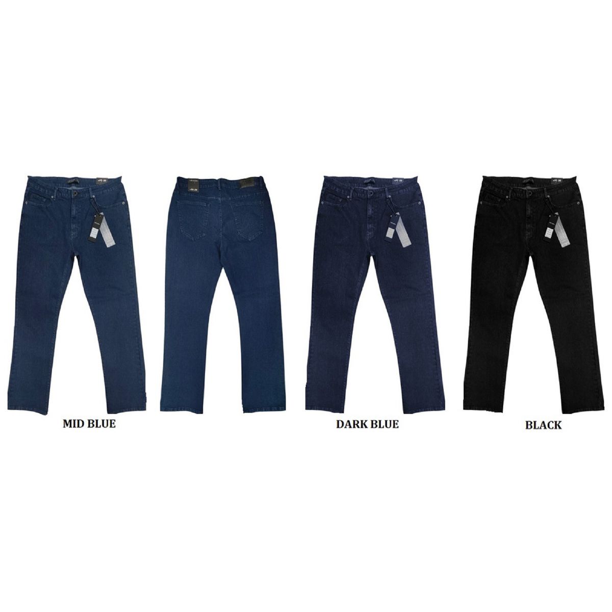 12 Bulk Men's Fashion Stretchy Jeans - Dark Blue - Pack B - at ...