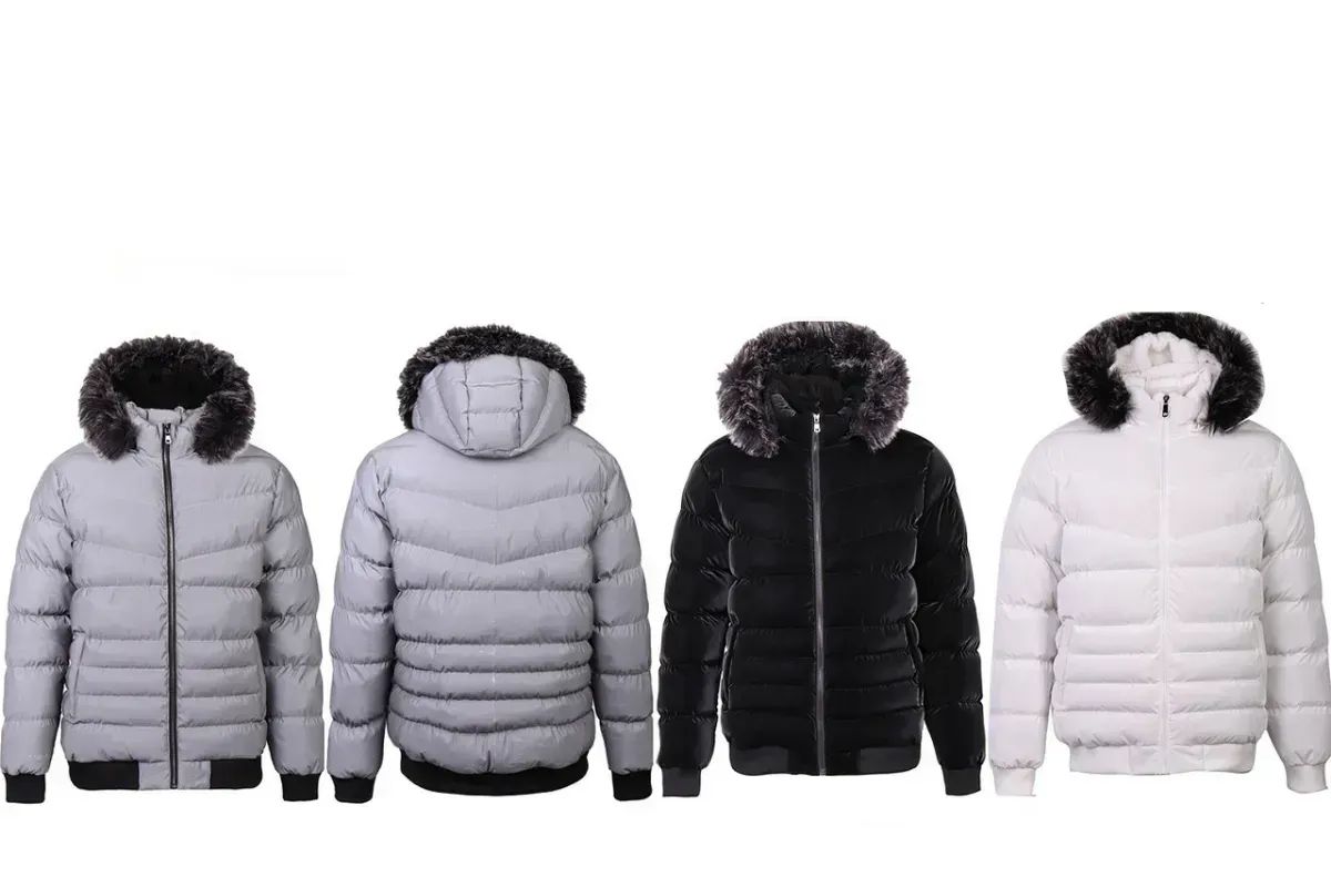 12 Bulk Men's Reflective Puffer Jacket With Fur Lining - at ...