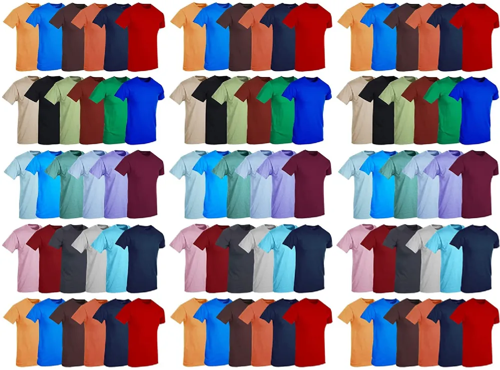 60 Bulk Men's Cotton Short Sleeve T-Shirt Size Small, Assorted Colors ...