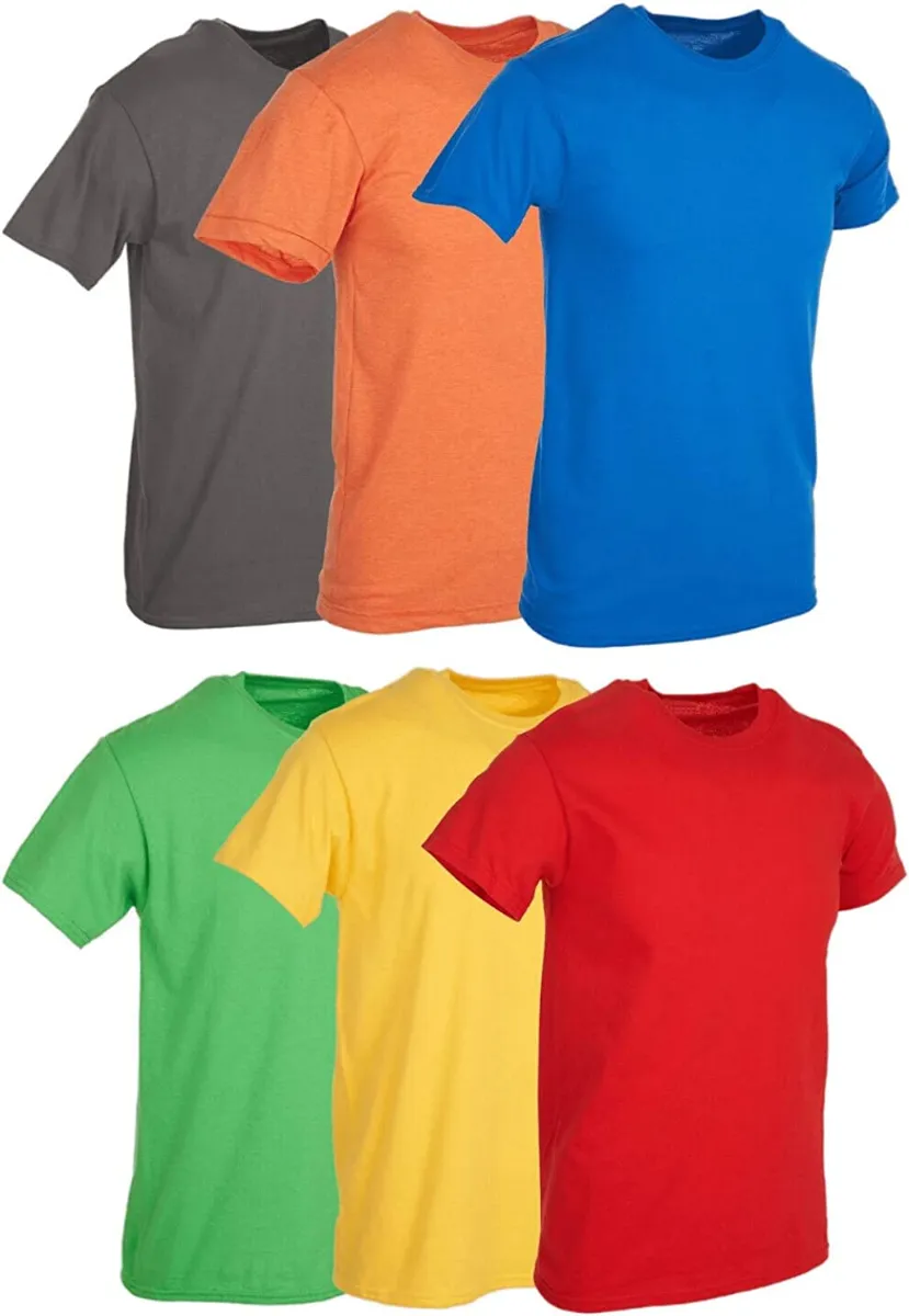 6 Bulk Mens Cotton Crew Neck Short Sleeve T-Shirts Mix Colors, 7X-Large ...