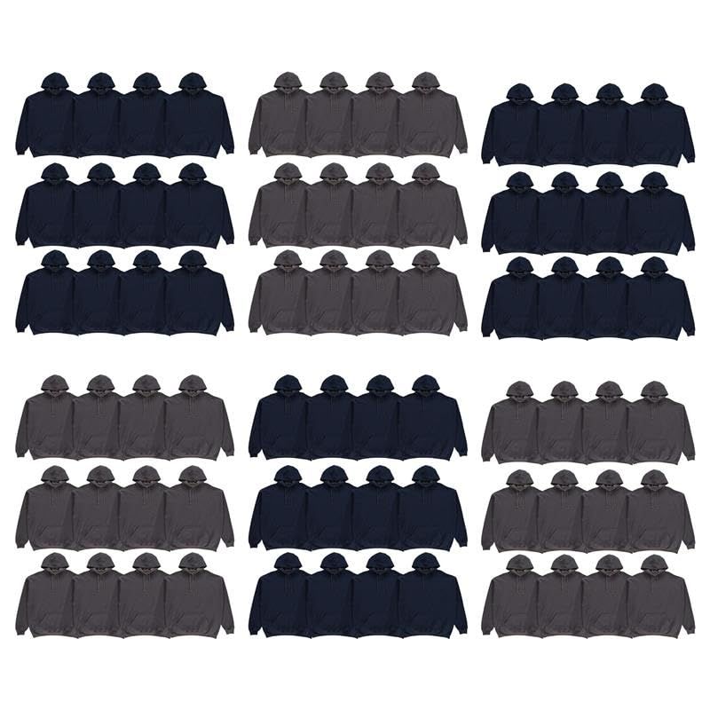 72 Bulk Unisex Cotton Hoodie Sweatshirt In Assorted Navy And Charcoal ...